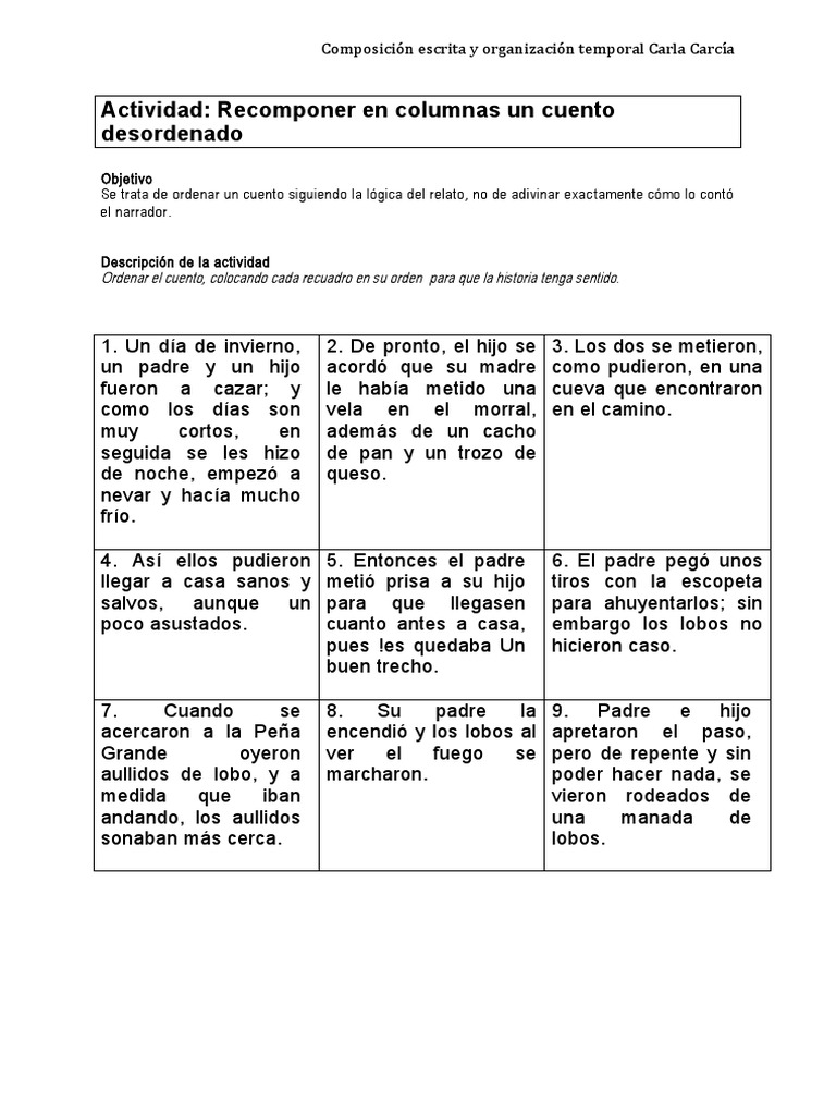 Ordena el Cuento: Actividad Didáctica | PDF