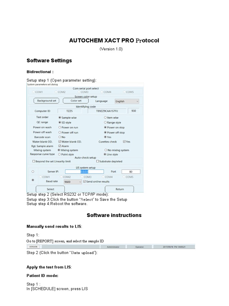Autochem Xact Pro Lis Protocol | PDF | Transmission Control Protocol ...