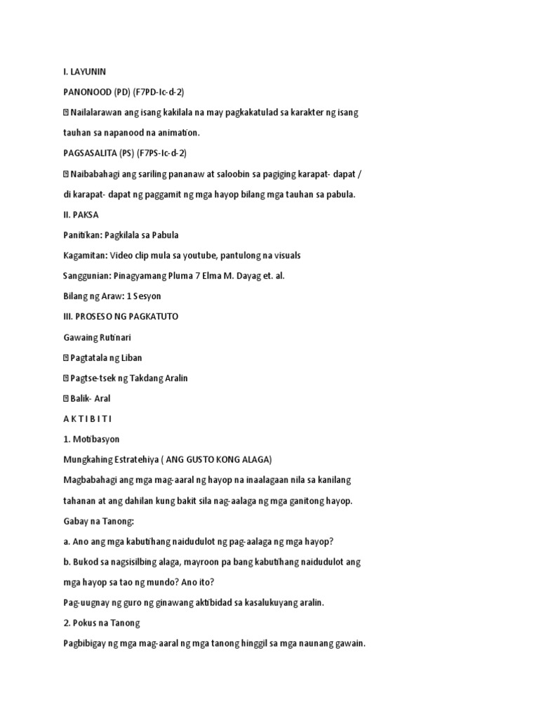LP 2 Grade 7 Pabula | PDF