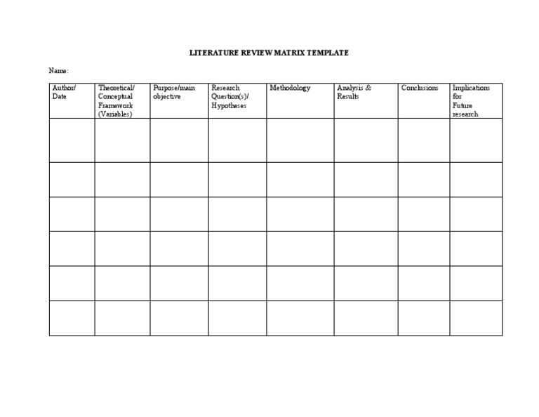 Literature Review Matrix Template | PDF