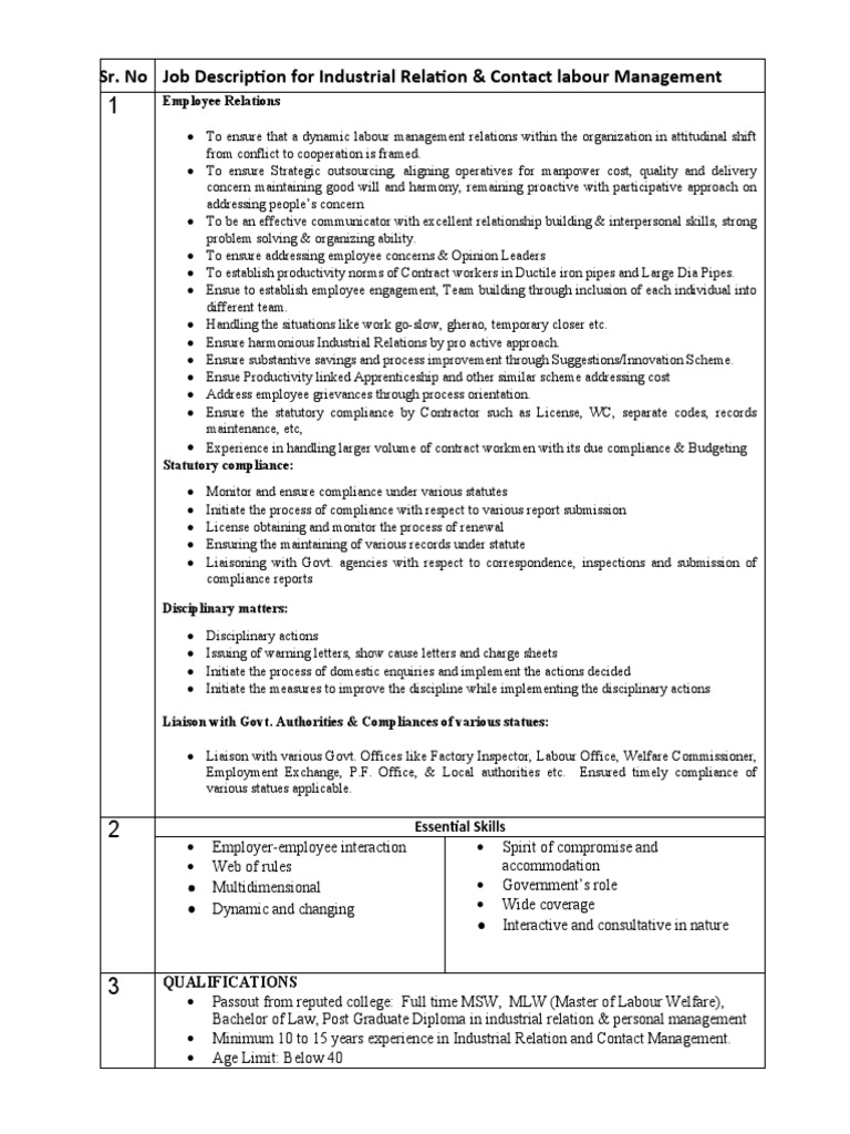 IR & Contract Labour Management | PDF | Employment | Economies