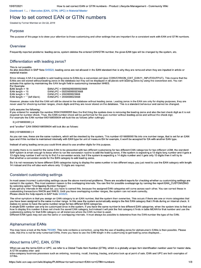 How To Set Correct EAN or GTIN Numbers | PDF