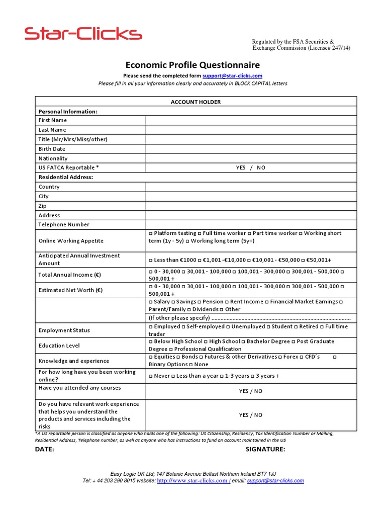 Economic Profile Questionnaire | Download Free PDF | Contract For ...