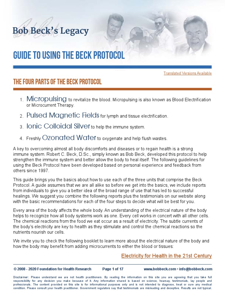 Guide To Using The Beck Protocol: Bob Beck's Legacy | PDF | Magnet ...