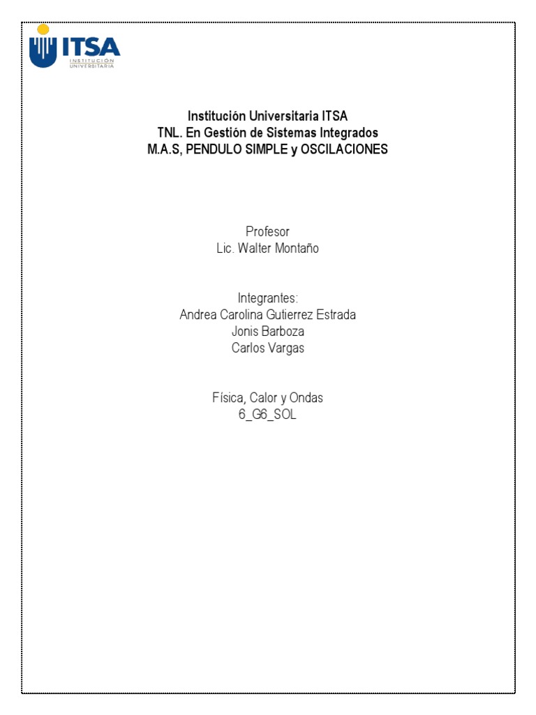 Taller Pendulo Simple-Resuelto | PDF | Oscilación | Péndulo