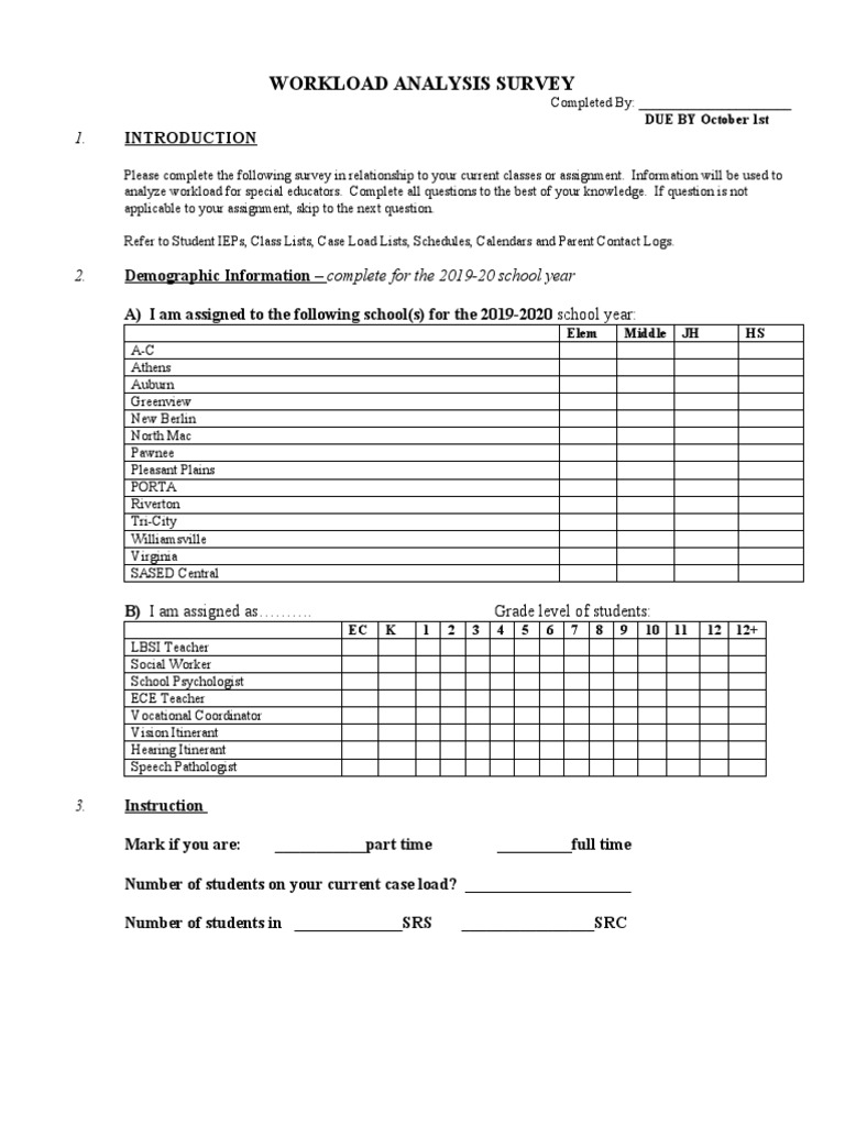 Special Educator Workload Survey | PDF | Individualized Education ...