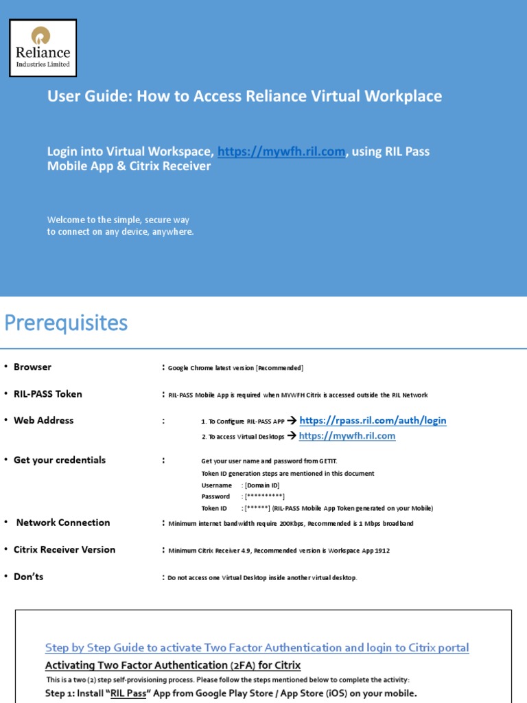 Access Reliance Virtual Workplace with RIL Pass Mobile App & Citrix ...