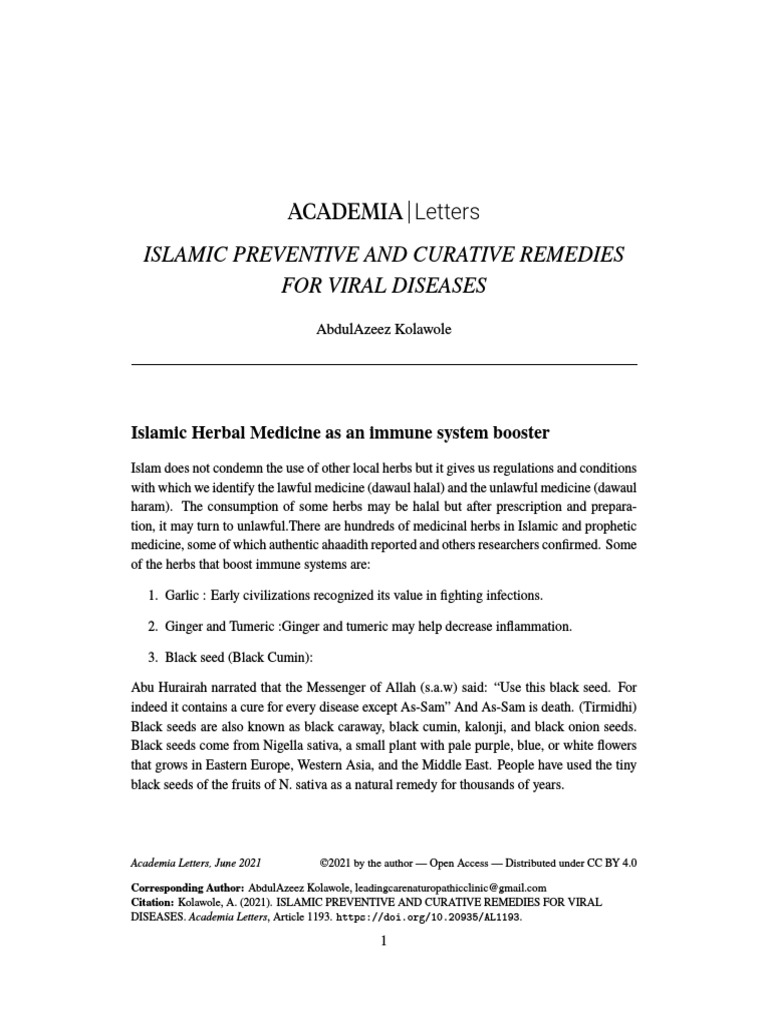 Islamic Preventive and Curative Remedies | PDF | Foods | Medicine