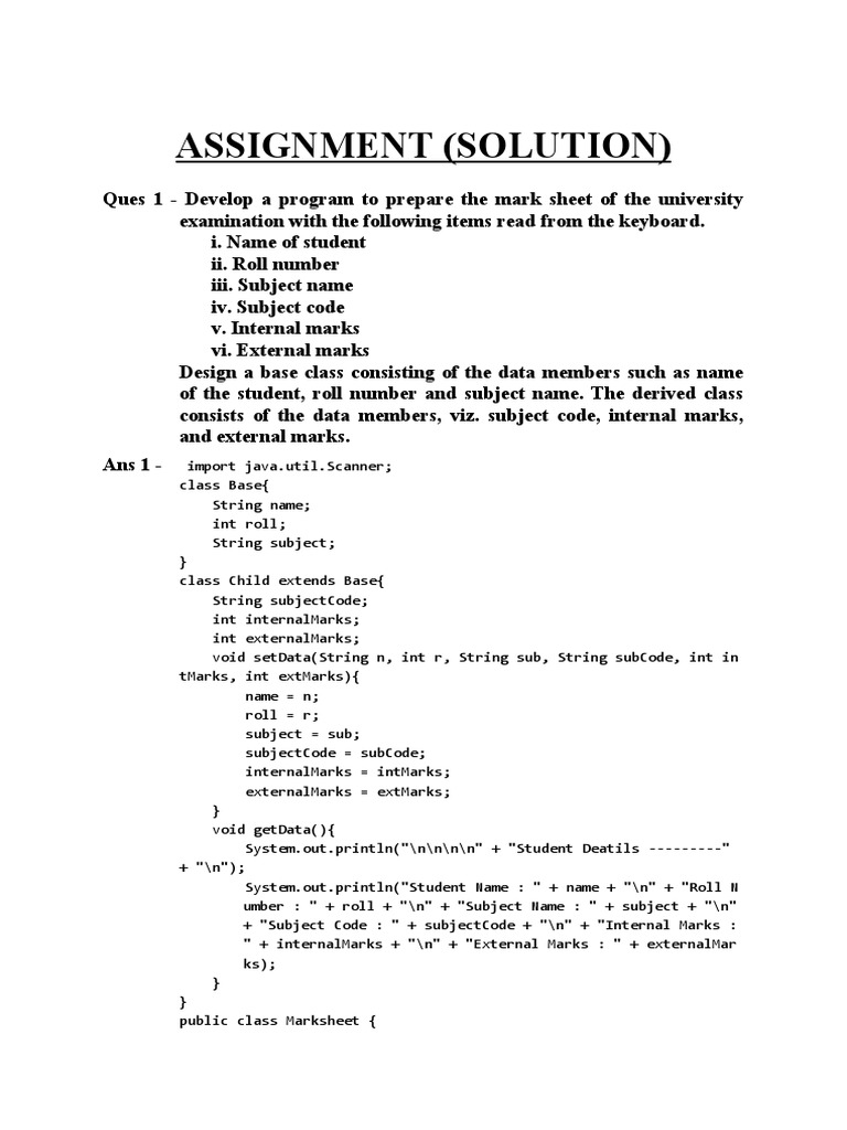 Java Assignment 4 | PDF | Object Oriented Programming | Programming ... Java Assignment 4 | PDF | Object Oriented Programming | Programming ...