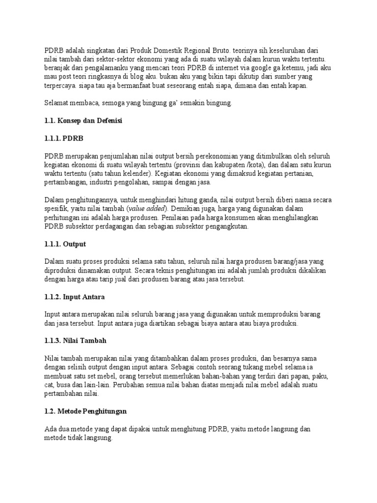 PDRB Adalah Singkatan Dari Produk Domestik Regional Bruto | PDF