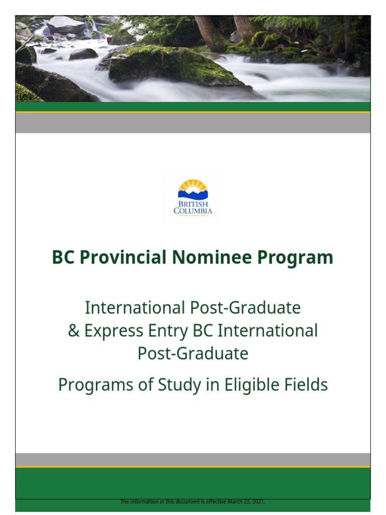 BC PNP IPG EEBC IPG Eligible Programs of Study | PDF | Engineering ...