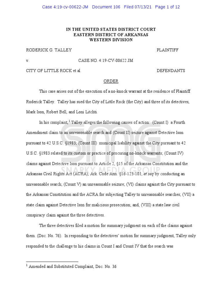 Roderick Talley Loses No-Knock Lawsuit | PDF | Fourth Amendment To The ...