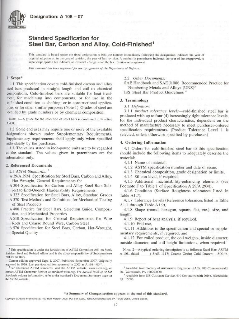 Astm A108 (Aashto M169) | PDF