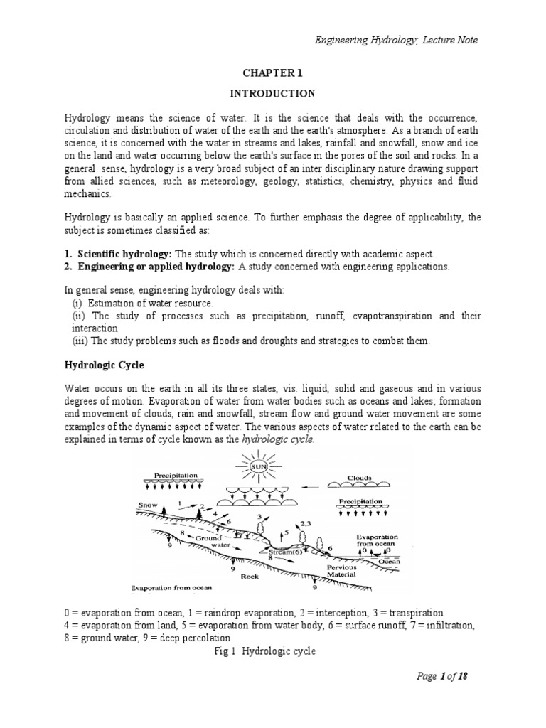 Engineering Hydrology Lecture Note: Page 1 of 18 | PDF | Hydrology ...