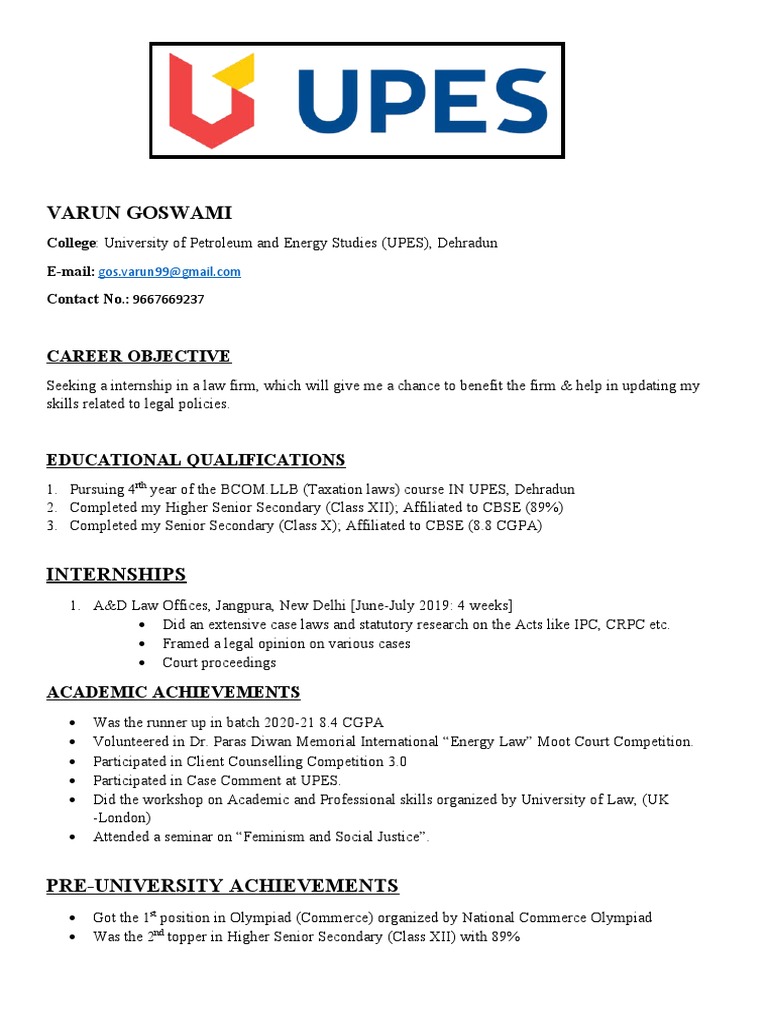 Varun Goswami CV | PDF