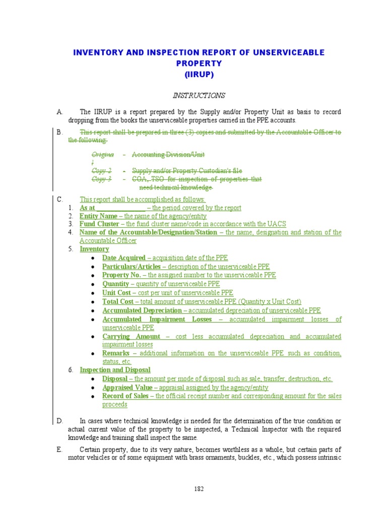 IIRUP Instructions for Unserviceable Property | PDF | Real Estate ...