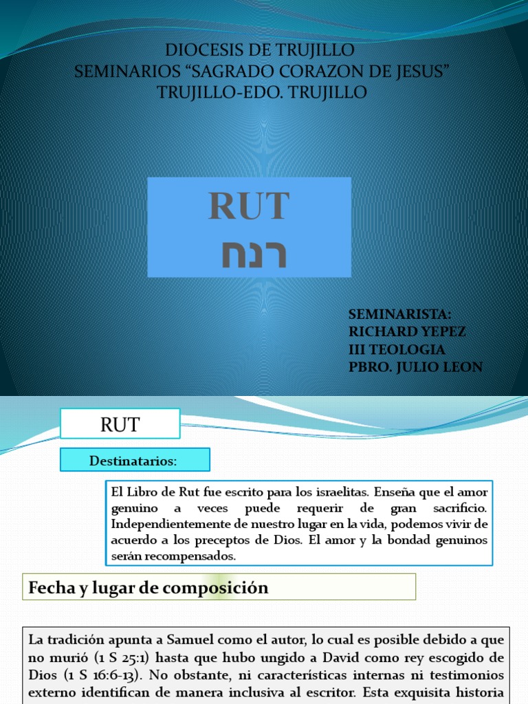 Exposiciòn del libro de Rut | PDF | Libro de rut | David
