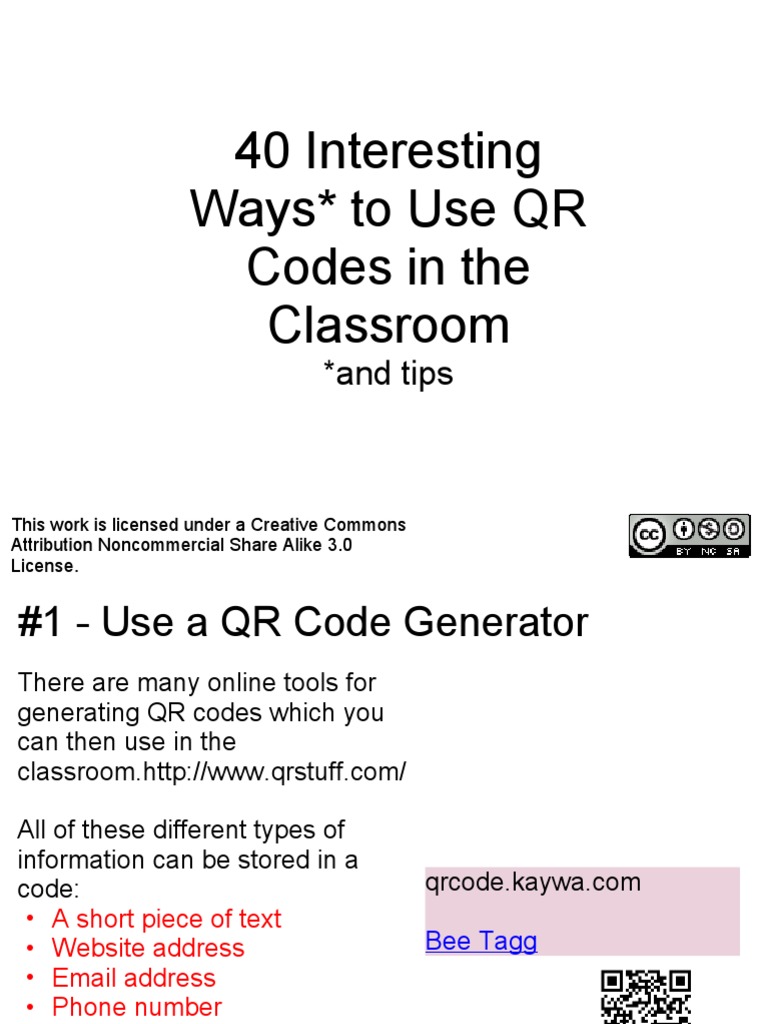 40 Interesting Ways To Use QR Codes in The Classroom: and Tips | PDF ...