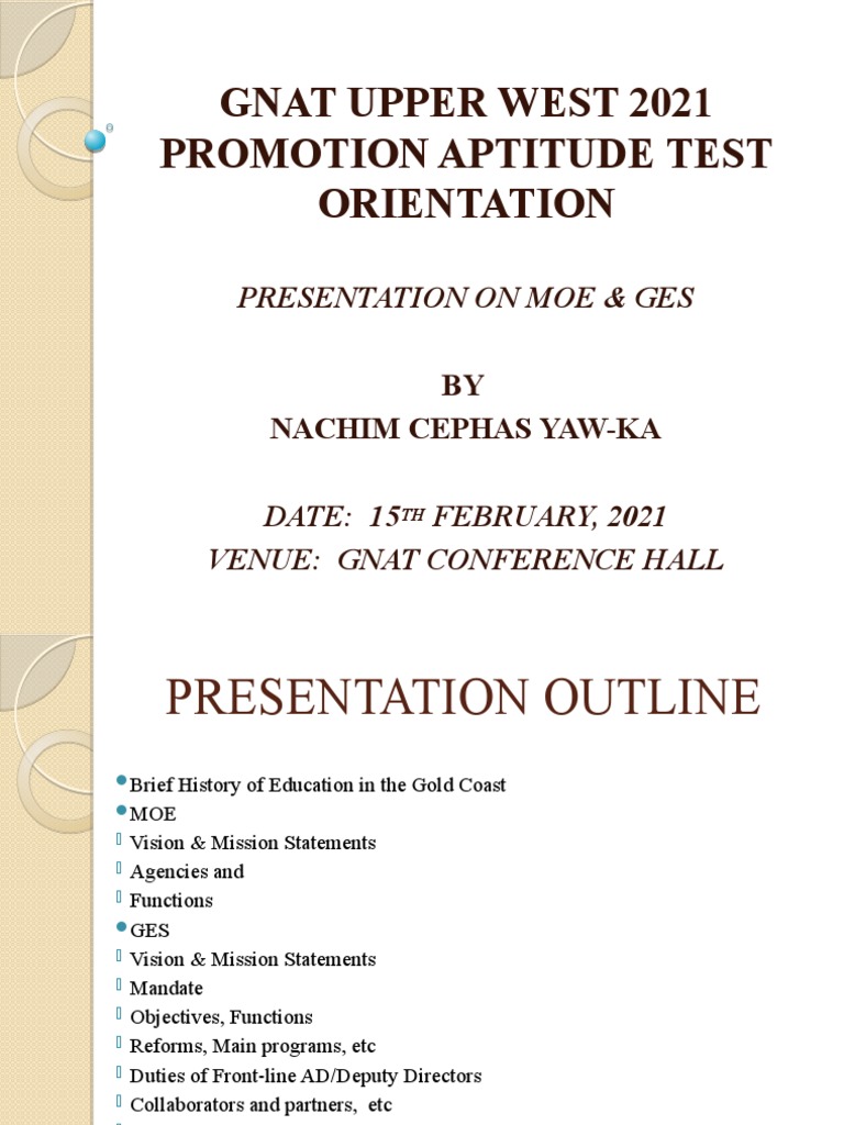 MOE and GES Presentation by Nachim Cephas Yaw-Ka | PDF | Schools | Ghana