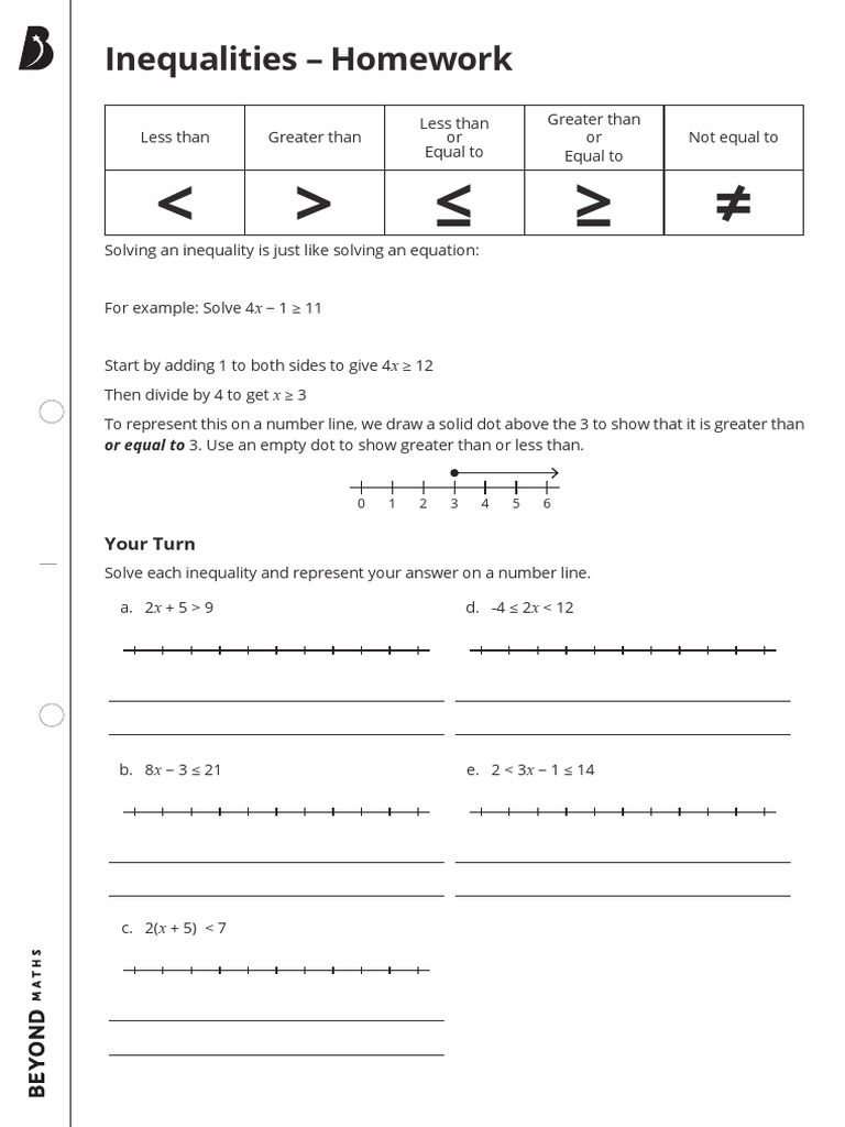 Inequalities-Homework Ver 2 | PDF | Algebra | Teaching Mathematics