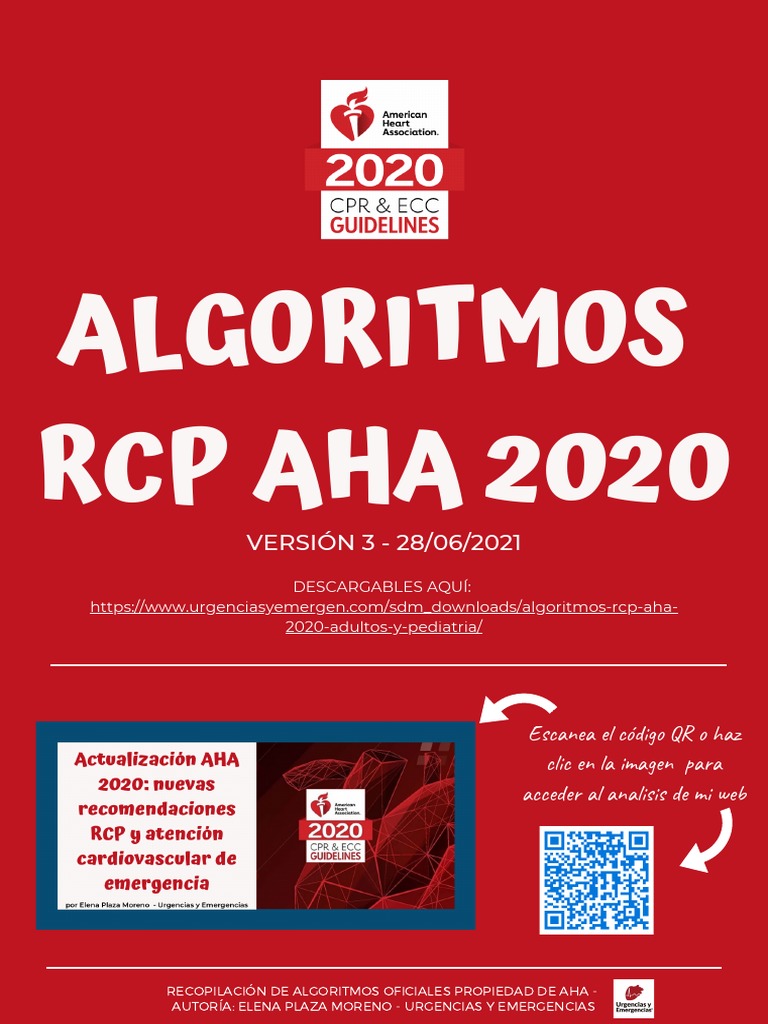Algoritmos AHA 2020 Urgencias y Emergencias V.3 | PDF | Paro cardíaco | Reanimación cardiopulmonar