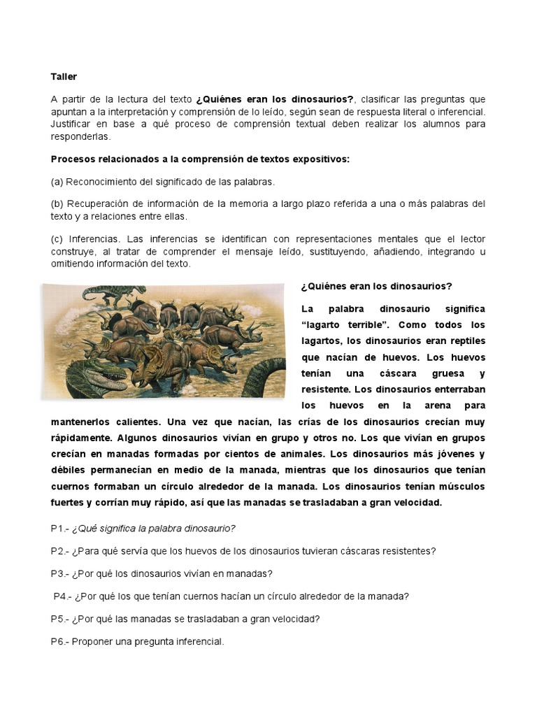 Comprensión de textos sobre dinosaurios | PDF | Dinosaurios | Palabra