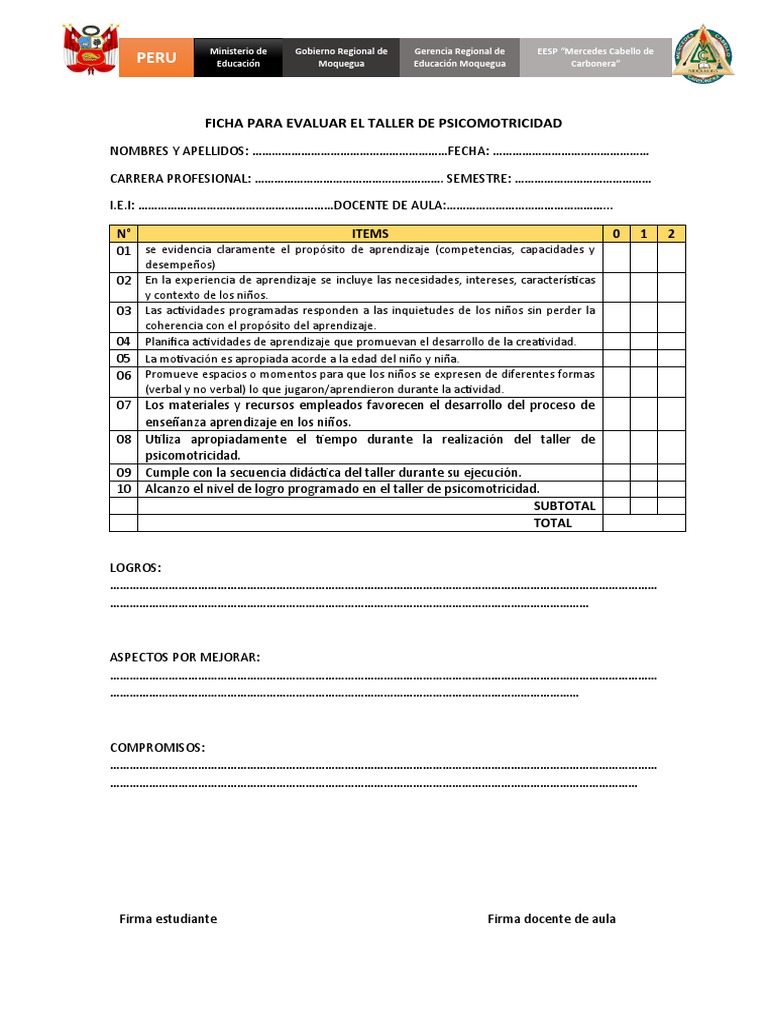 Ficha Para Evaluar Desempeño Docente | PDF