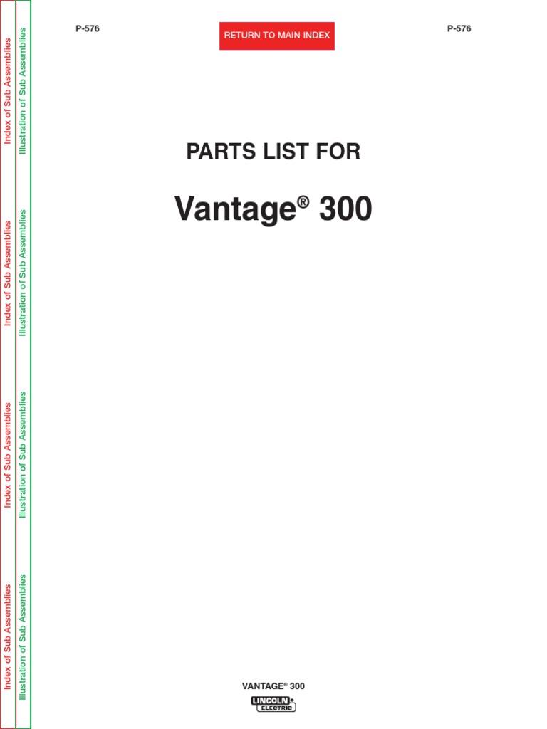 Vantage 300: Parts List For | PDF | Switch | Electrical Connector