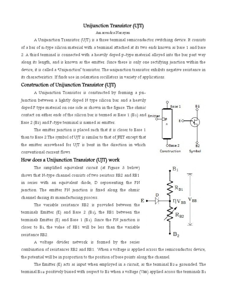 Unijunction Transistor (UJT) : Amarendra Narayan | PDF | P–N Junction ...
