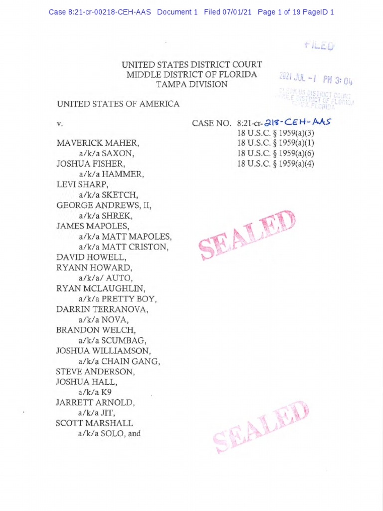 Florida Racketeering Indictment | PDF | Assault | Conspiracy (Criminal)