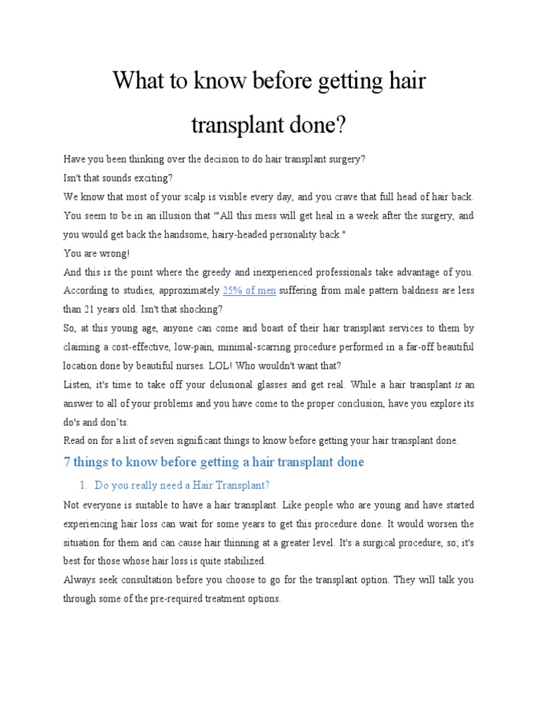 7 Essential Tips for Hair Transplants | PDF | Organ Transplantation ...