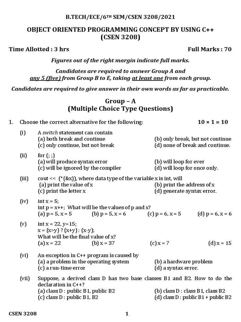 Object Oriented Programming Concept By Using C Csen 3208 Pdf Constructor Object