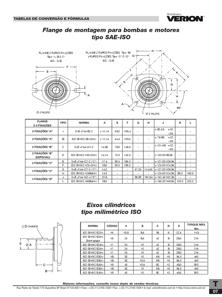 Flange de Montagem para Bombas e Motores Tipo SAE ISO | PDF