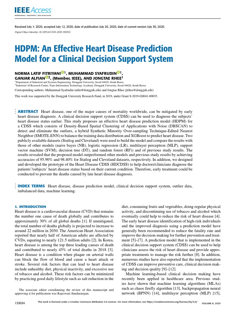 HDPM: An Effective Heart Disease Prediction Model For A Clinical ...