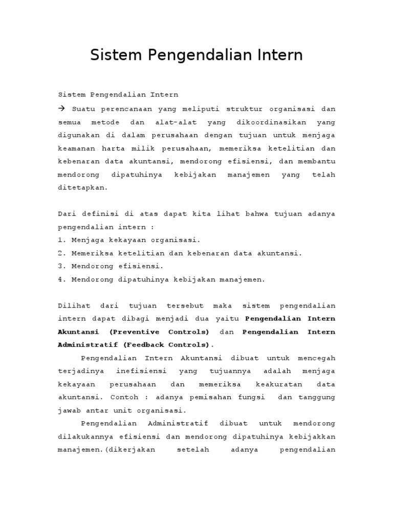 Pengendalian Intern: Struktur dan Tujuan | PDF | Karier & Perkembangan