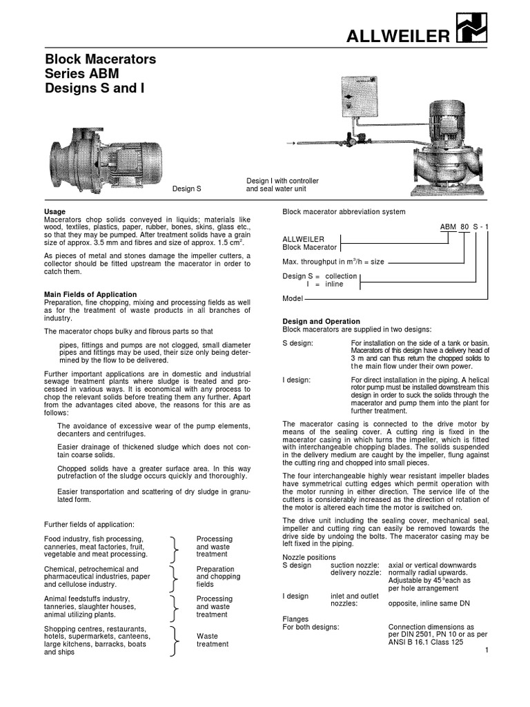 Technical Brochure Macerator | PDF | Washer (Hardware) | Pump