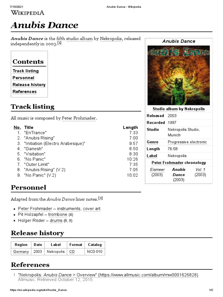 Anubis Dance: Anubis Dance Is The Fifth Studio Album by Nekropolis ...