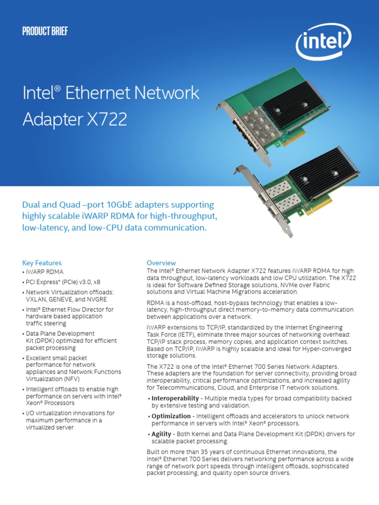 Intel® Ethernet Network Adapter X722: Product Brief | PDF | Network Interface Controller ...