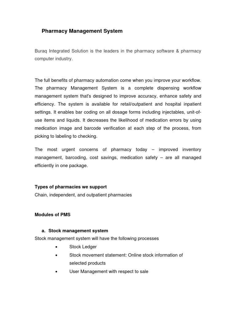 Pharmacy Management System Overview | PDF | Barcode | Pharmacy