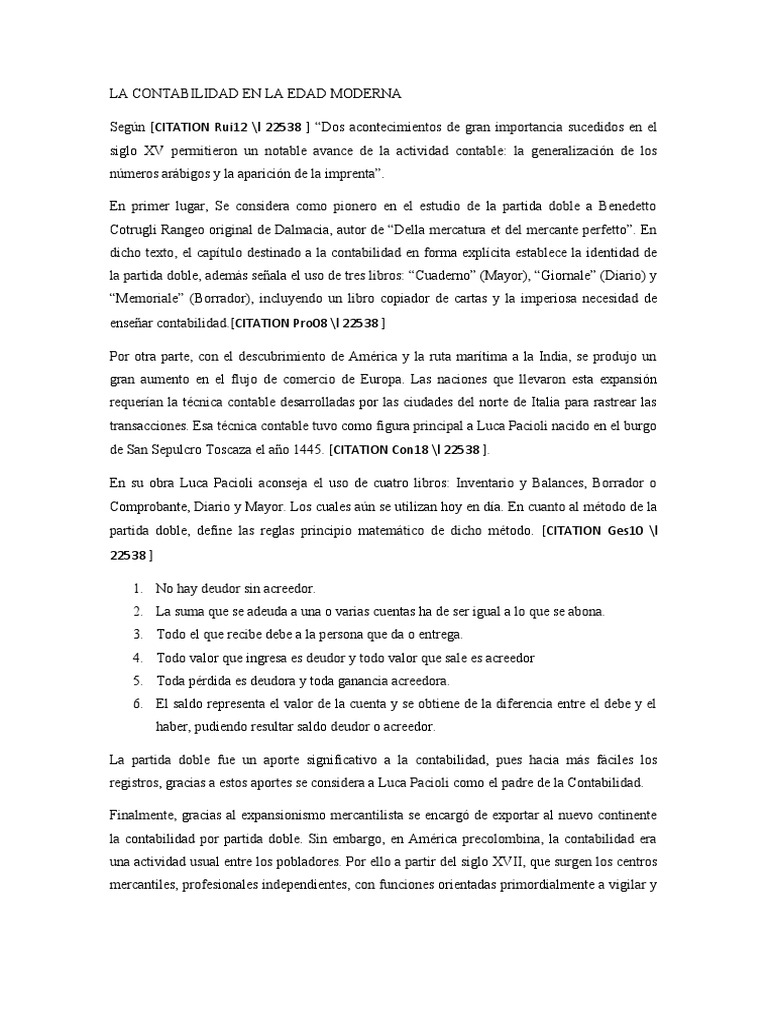 La Contabilidad en La Edad Moderna | PDF | Contabilidad | Servicios ...