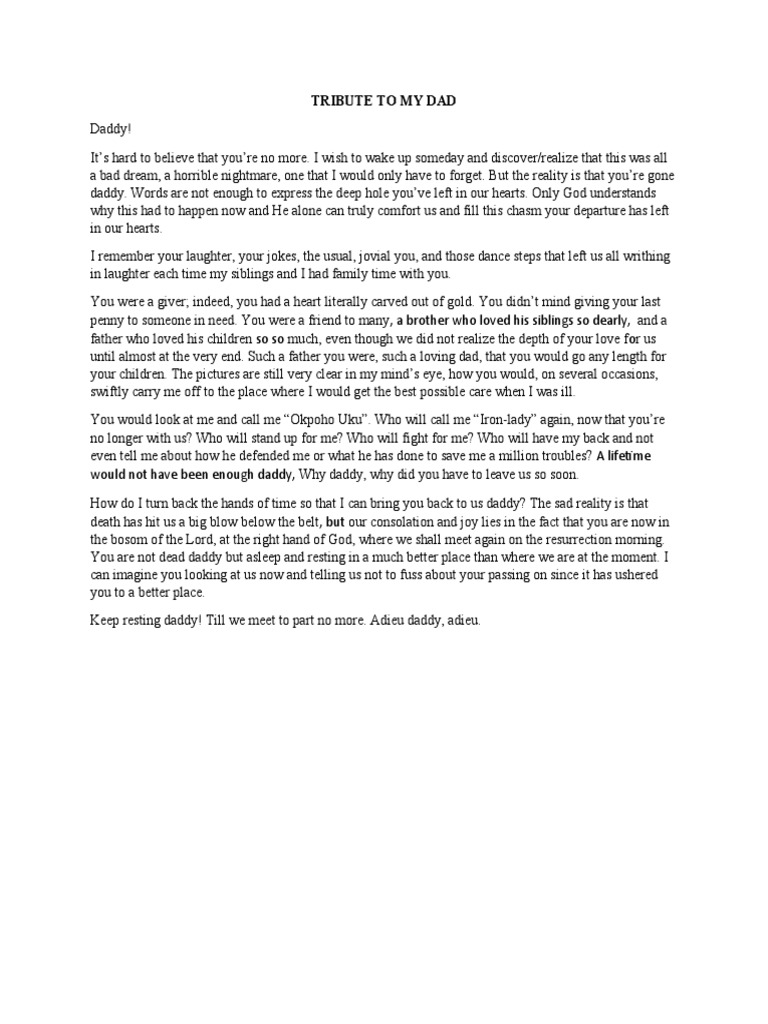 Tribute To My Dad | PDF