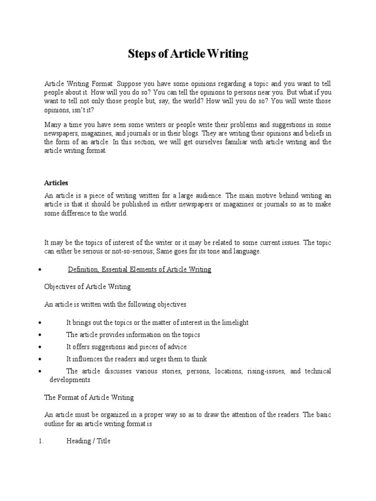Steps of Article Writing: Articles | PDF | Writers | Communication