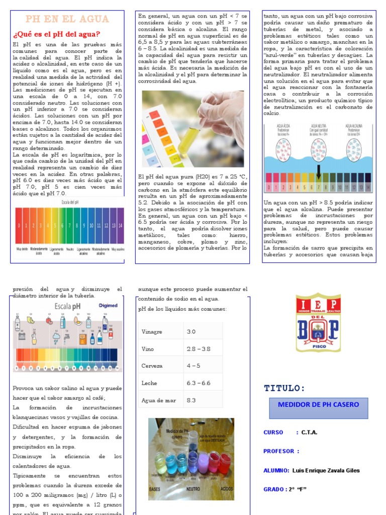 PH en El Agua Triptico | PDF | Ph | Compuestos químicos