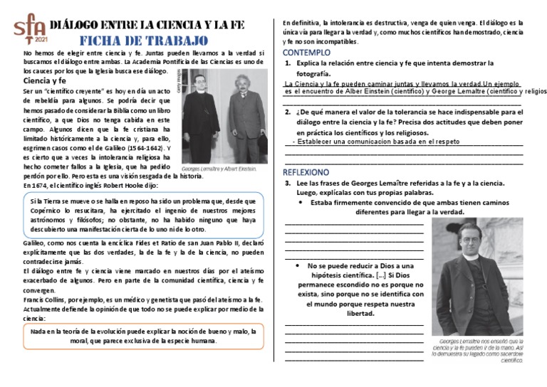 FT - Diálogo Entre La Ciencia y La Fe | PDF | Relación entre religión y ...