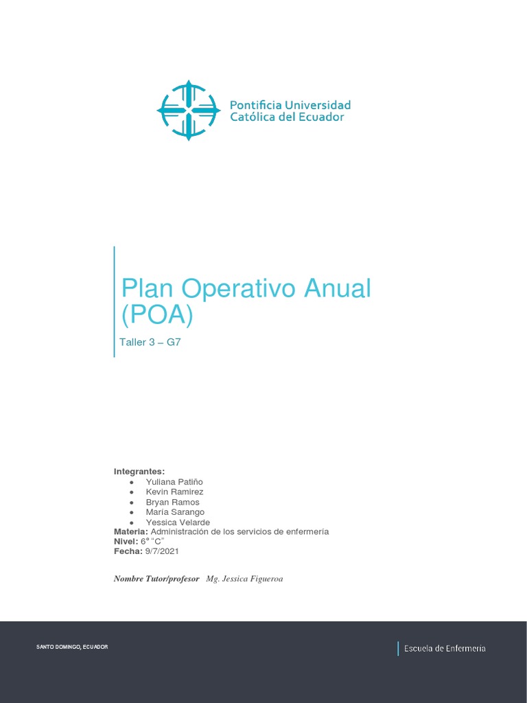 Plan Operativo Anual (POA) - G7 | PDF | Hospital | Enfermería