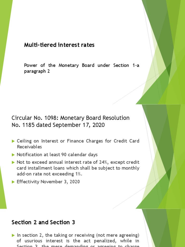 Multi-Tiered Interest Rates: Power of The Monetary Board Under Section ...