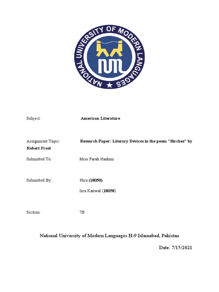 American Lit Assignment | PDF | Poetry | Cognitive Science