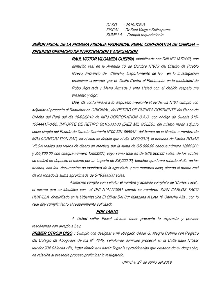 Adjunta Pruebas Raul Vilcamiza | PDF | Bancario