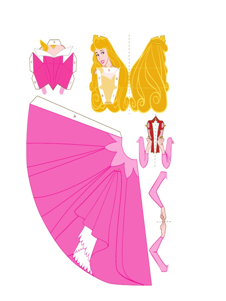 Molde Princesa Aurora Paper Craft PNG | PDF