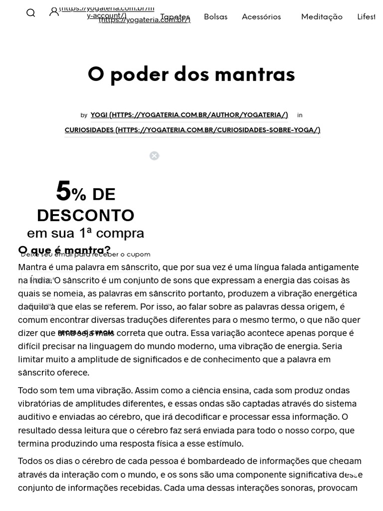 O Poder Dos Mantras - Significado e Benefícios - Yogateria | PDF | Mantra | Chacra